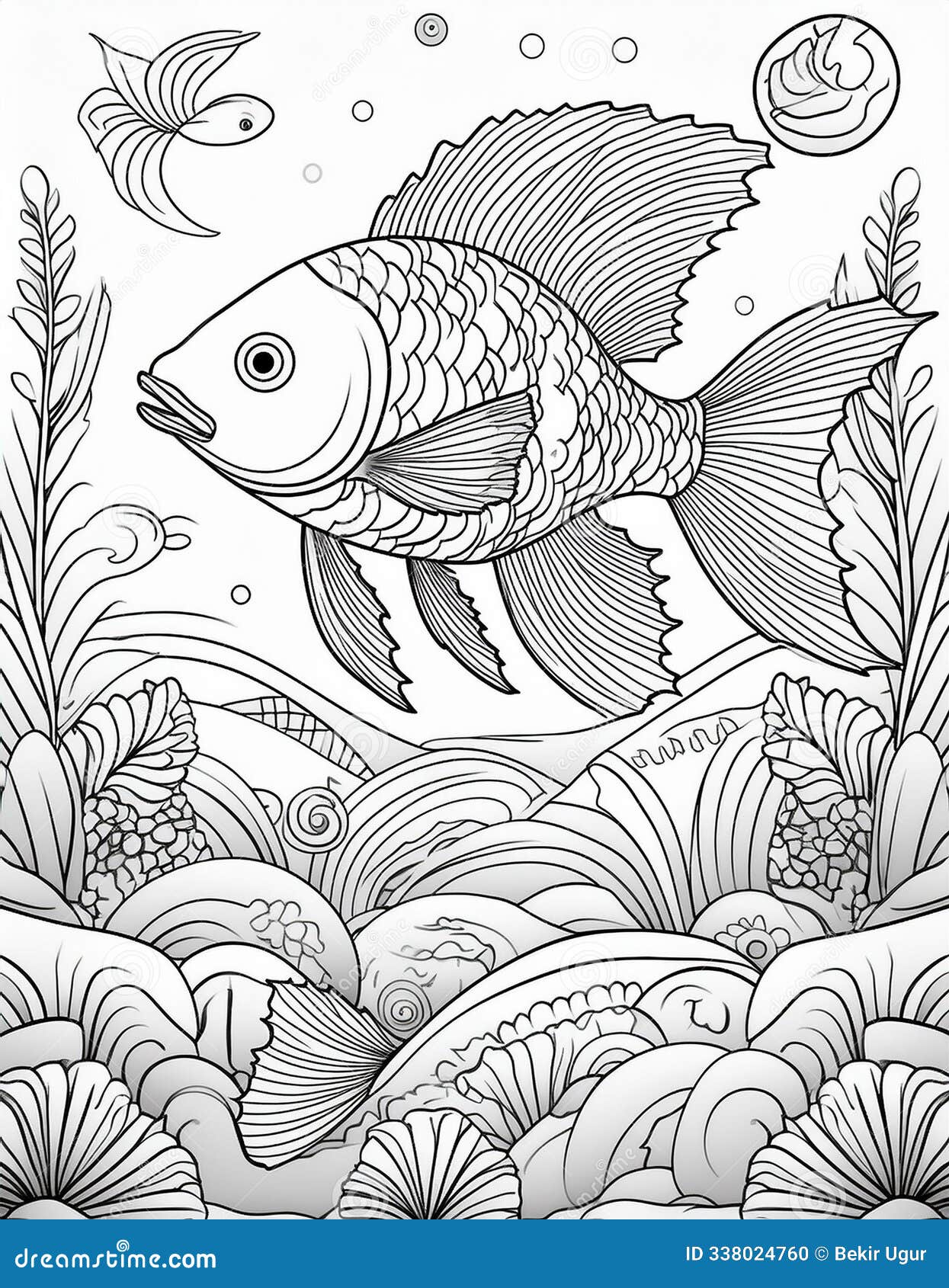 Fish Pattern Coloring Pages Illustration Contour. Stock Illustration ...