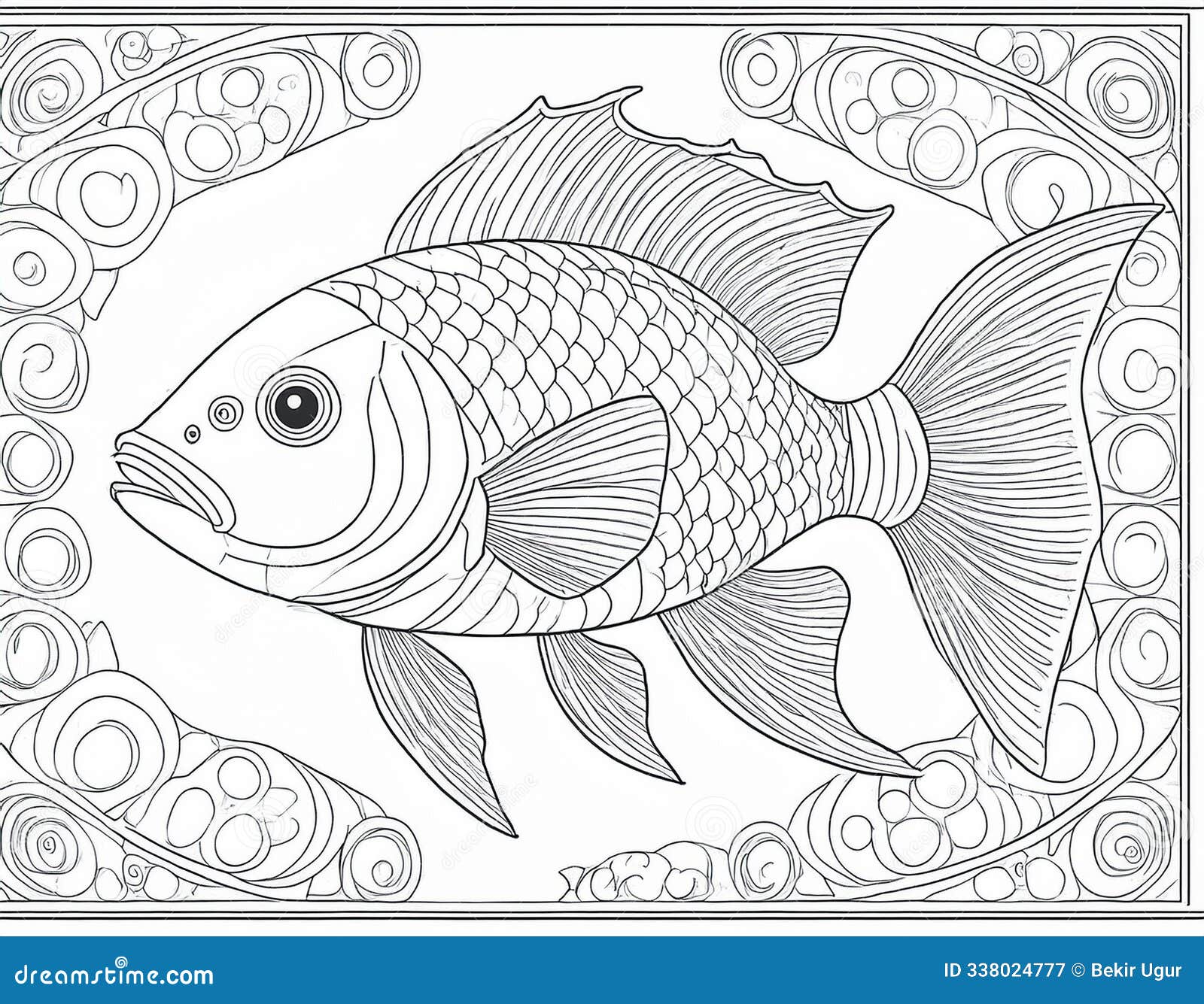 Fish Pattern Coloring Pages Illustration Contour. Stock Illustration ...
