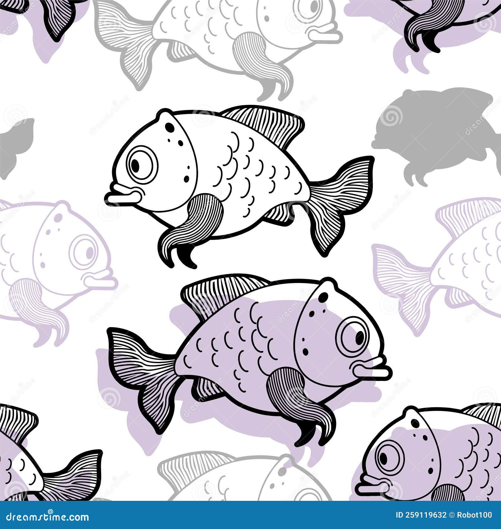 Fish Pattern Seamless. Carp Background Stock Vector - Illustration of ...