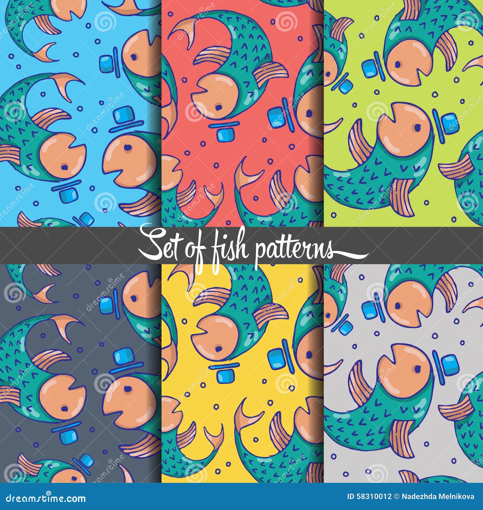 Fish pattern stock vector. Illustration of nature, drawing - 58310012