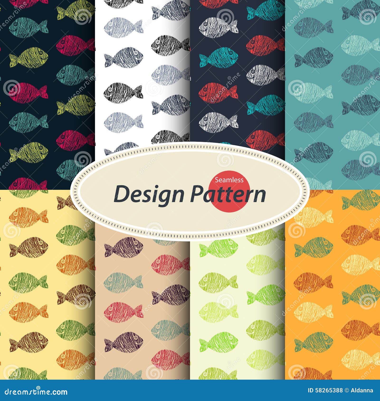 Fish pattern stock vector. Illustration of seamless, collection - 58265388