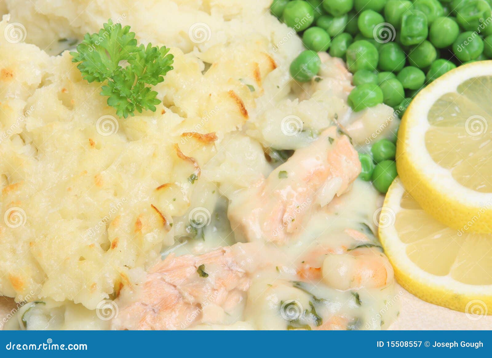 Fish Pie with Peas stock image. Image of prawn, lemon - 15508557
