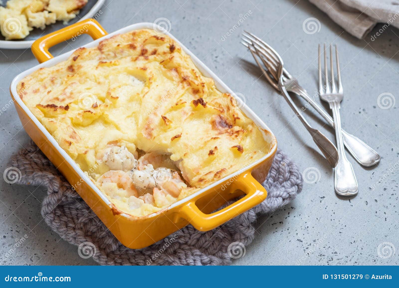 Fish Pie Topped with Mashed Potato Stock Image - Image of white ...