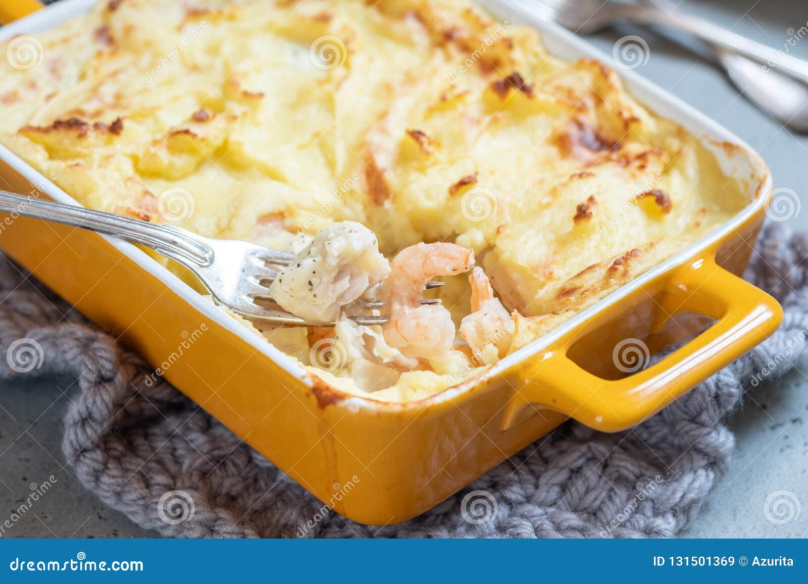 Fish Pie Topped with Mashed Potato Stock Image - Image of baked ...