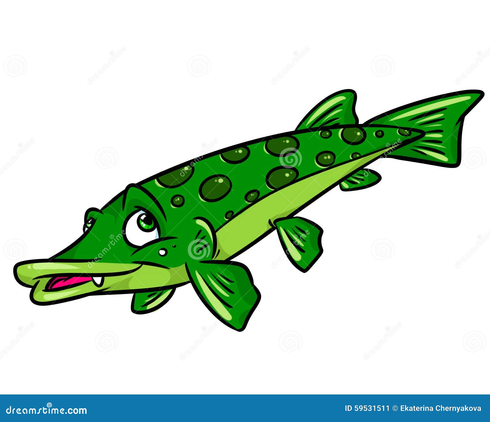 Fish Pike Cartoon Illustration Stock Illustration - Illustration of ...