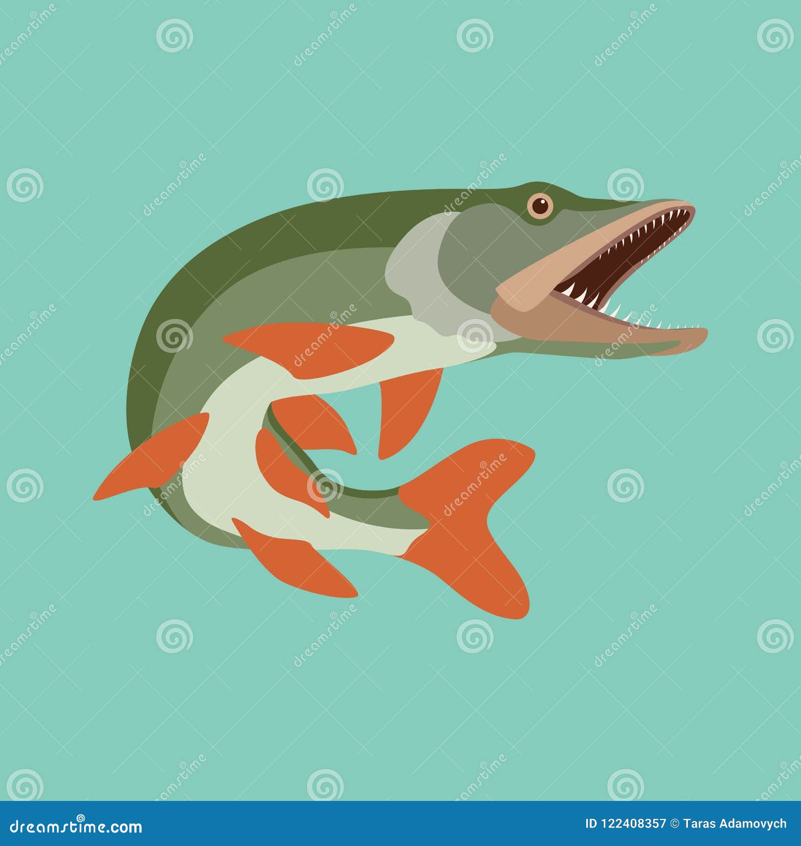 Fish Pike Vector Illustration Flat Style Profile Stock Vector ...