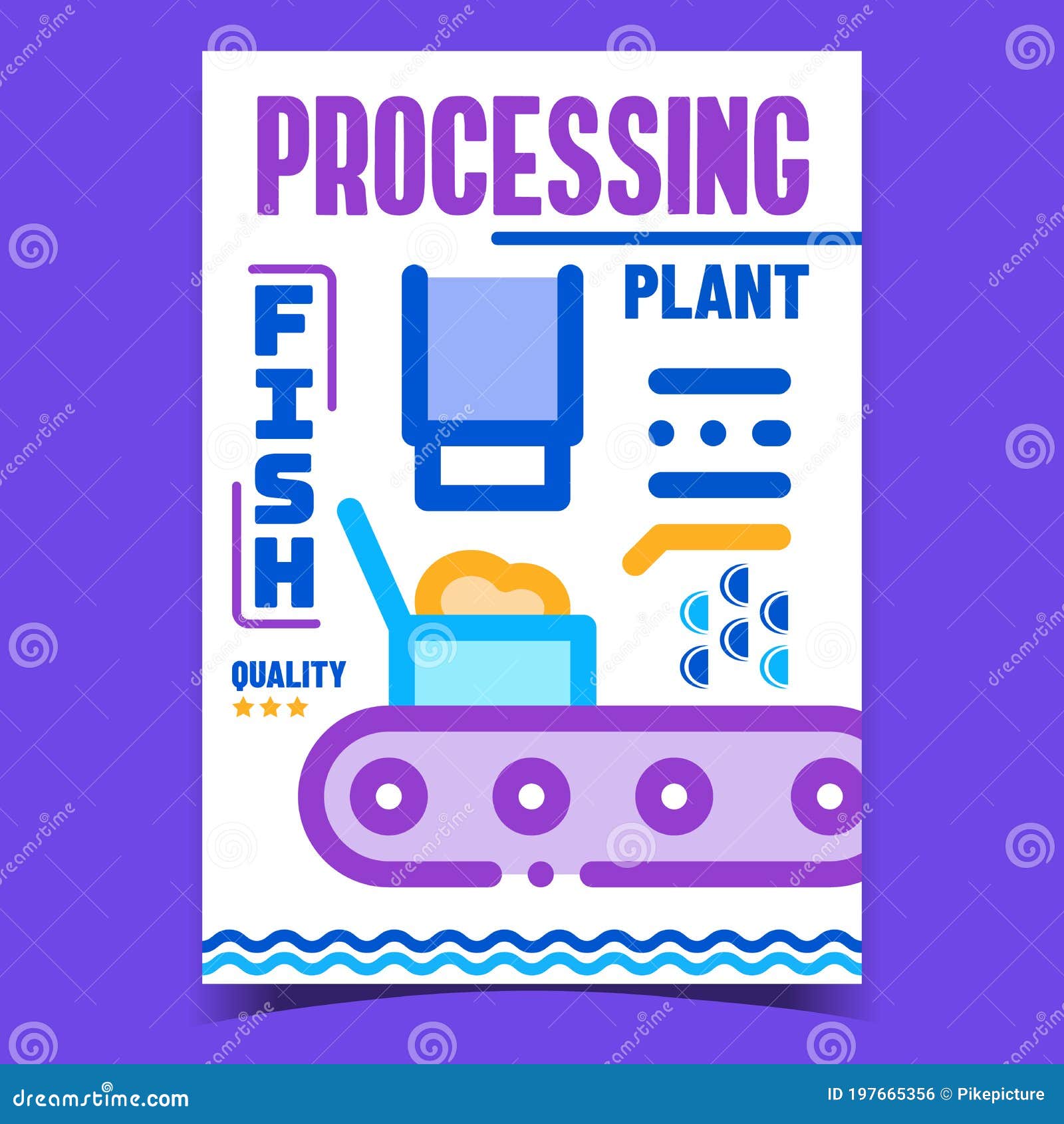 Fish Plant Processing Advertising Poster Vector Stock Vector ...