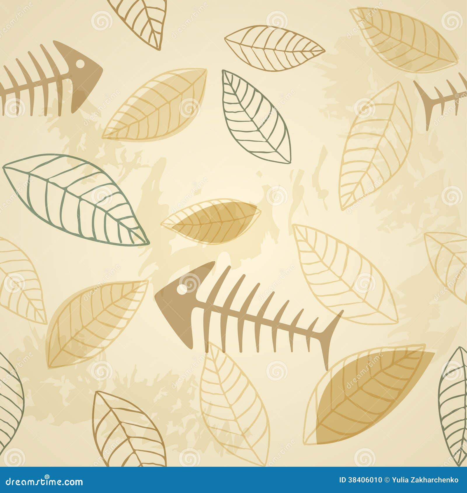 Fish and Plant Vector Seamless Pattern Stock Vector - Illustration of ...