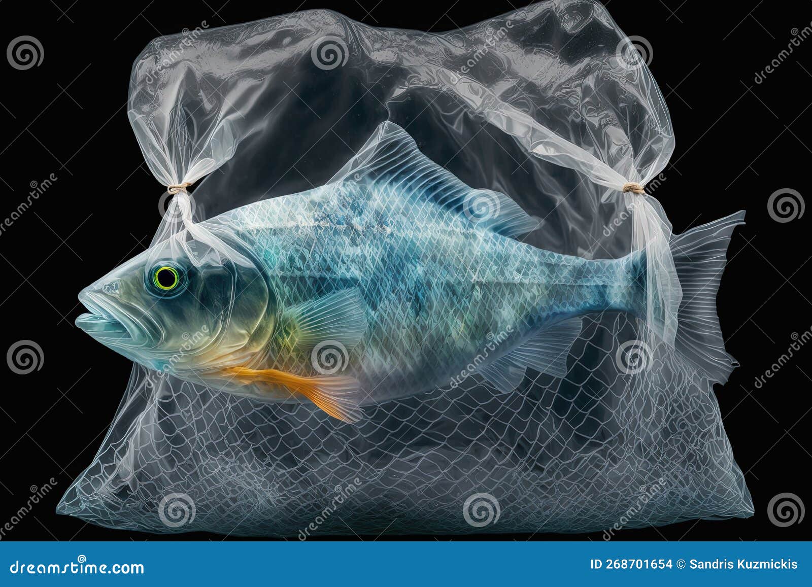A Fish in a Plastic Bag. the Concept of Pollution in the Ocean Stock ...