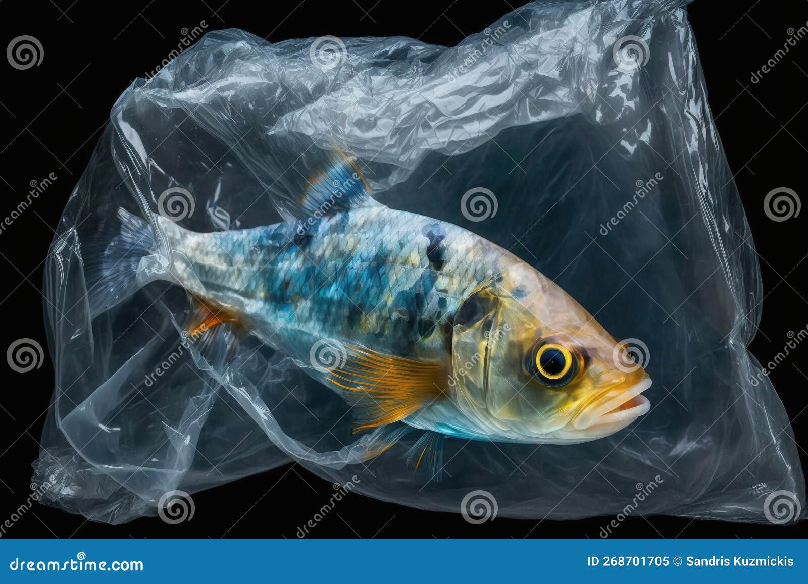 A Fish in a Plastic Bag. the Concept of Pollution in the Ocean Stock ...