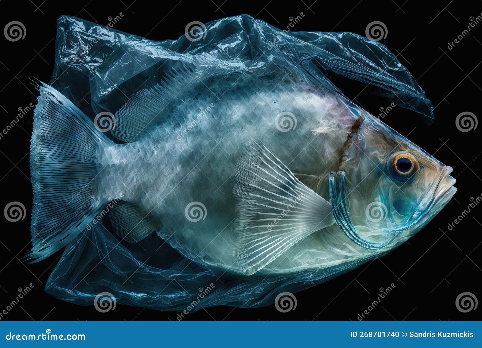 A Fish in a Plastic Bag. the Concept of Pollution in the Ocean Stock ...