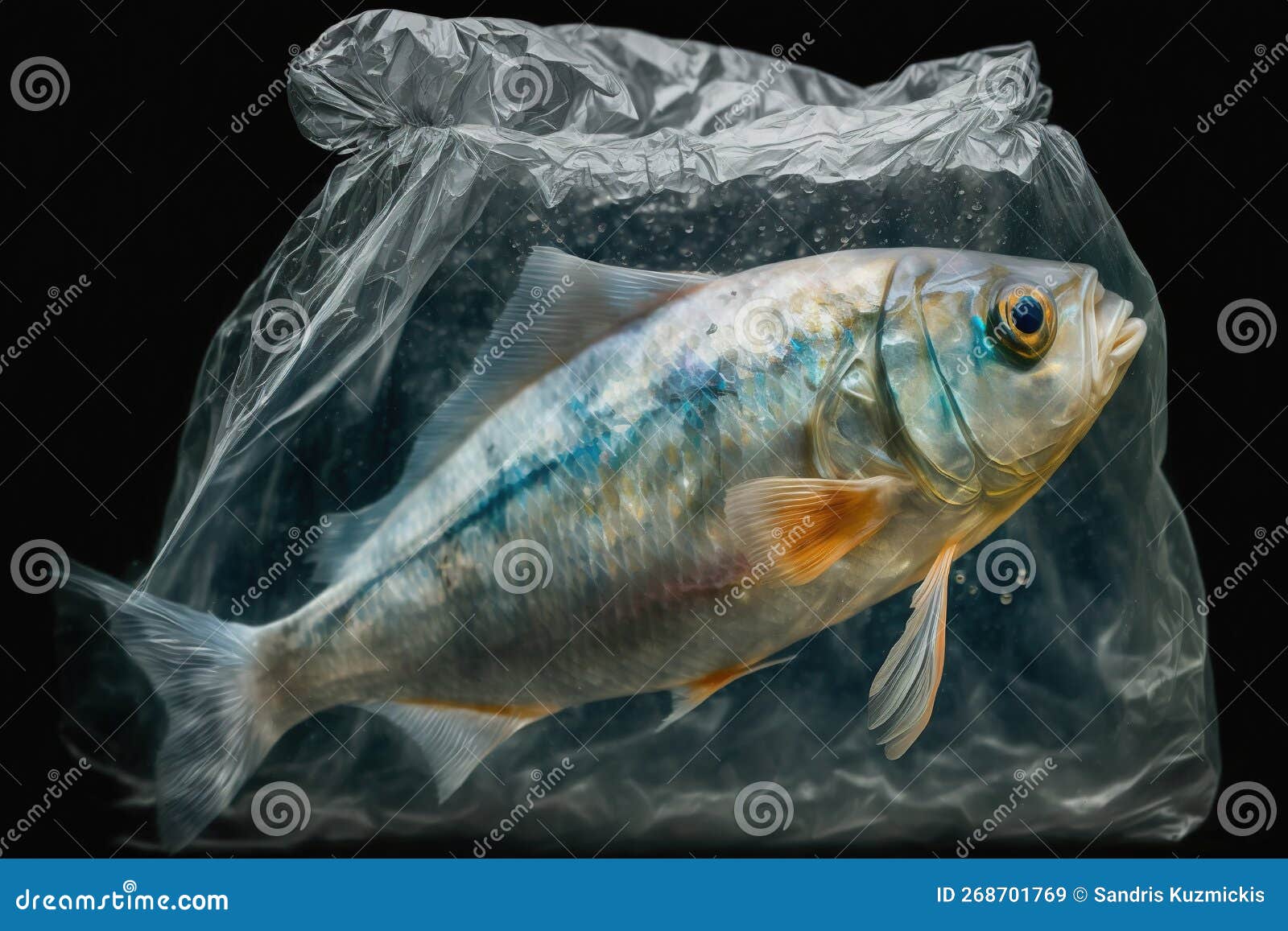 A Fish in a Plastic Bag. the Concept of Pollution in the Ocean Stock ...