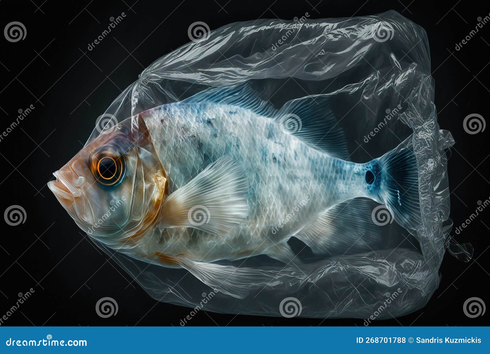 A Fish in a Plastic Bag. the Concept of Pollution in the Ocean Stock ...