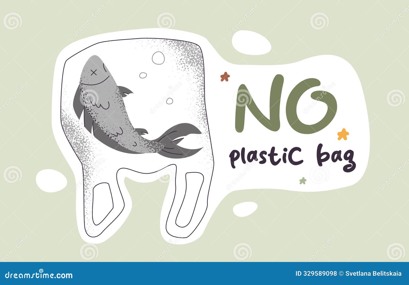Fish in Plastic Bag Sticker Template Stock Illustration - Illustration ...