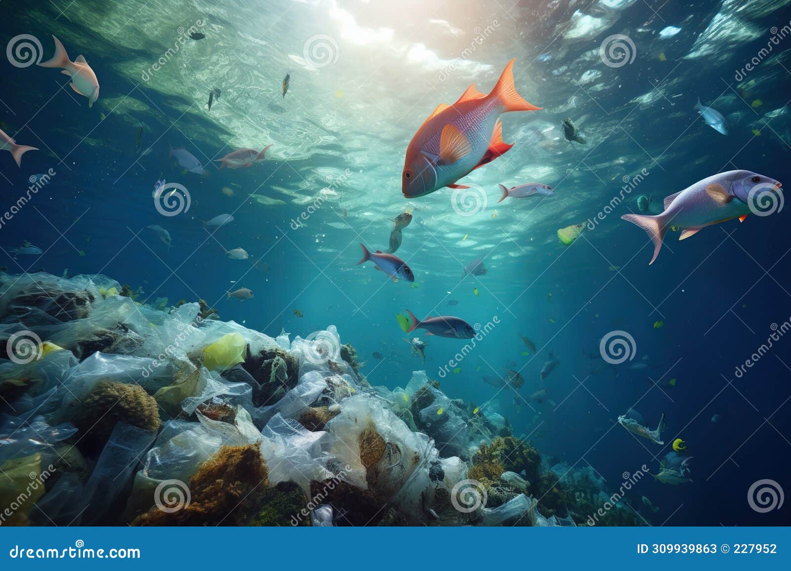 Fish and Plastic Pollution. Envrionmental Problem - Plastics ...