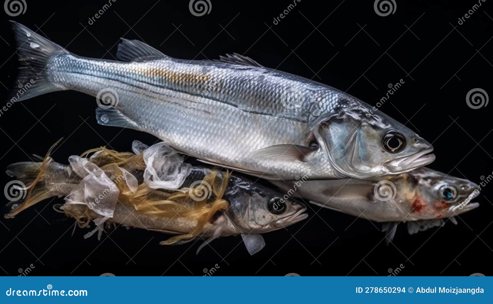 Fish and Plastic Pollution in Sea. Microplastics Contaminate Seafood ...