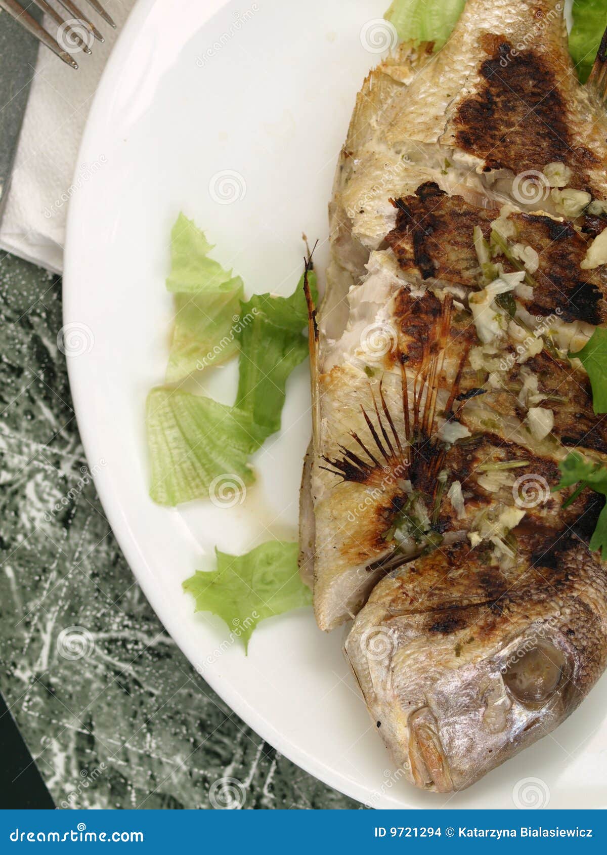 Fish on a plate. stock photo. Image of fresh, plate, diet - 9721294