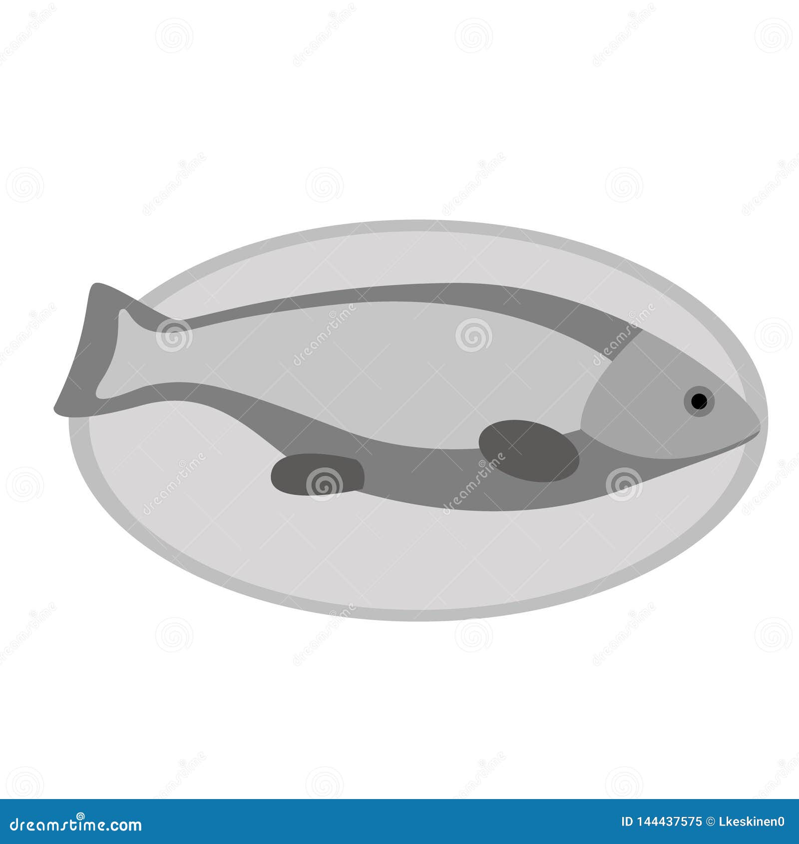 Fish on a Plate Flat Illustration Stock Vector - Illustration of design ...
