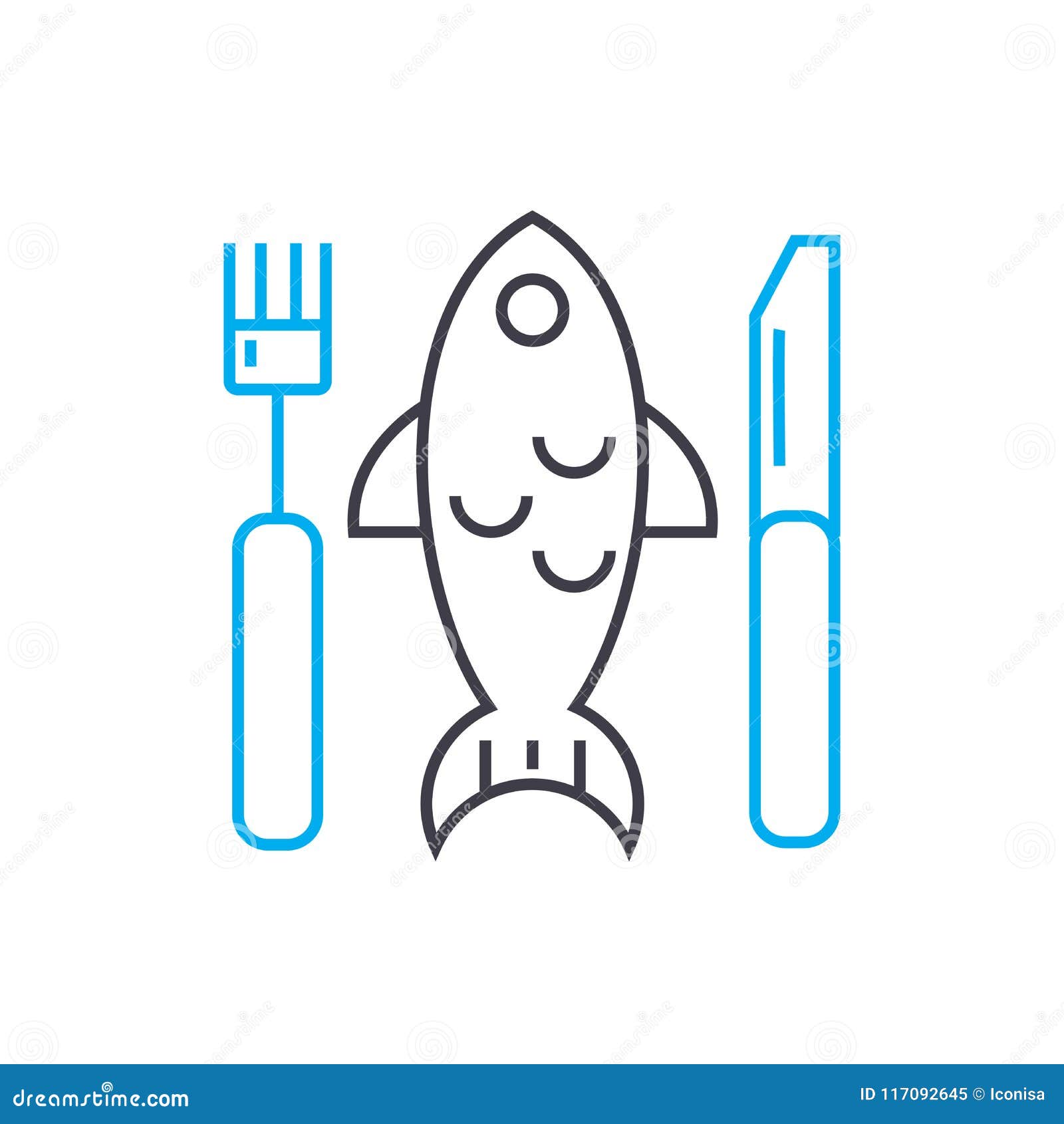 Fish Plate Linear Icon Concept. Fish Plate Line Vector Sign, Symbol ...