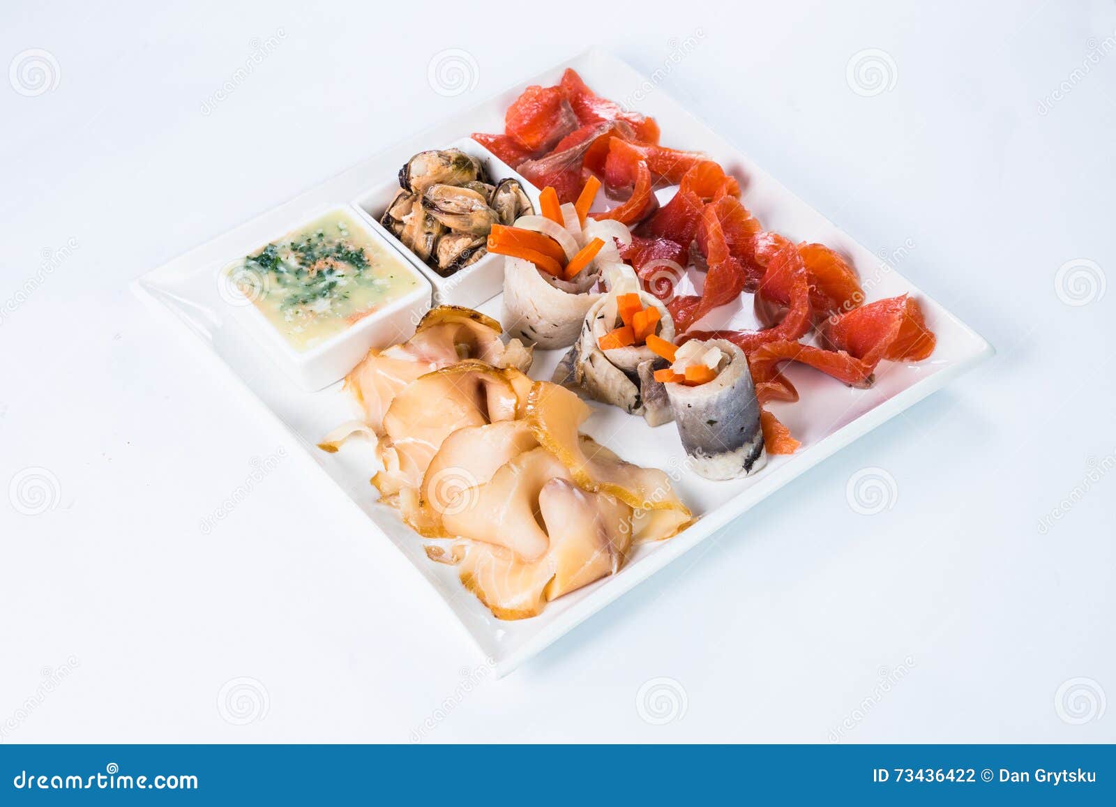 Fish plate. stock photo. Image of isolated, garnish, lunch - 73436422