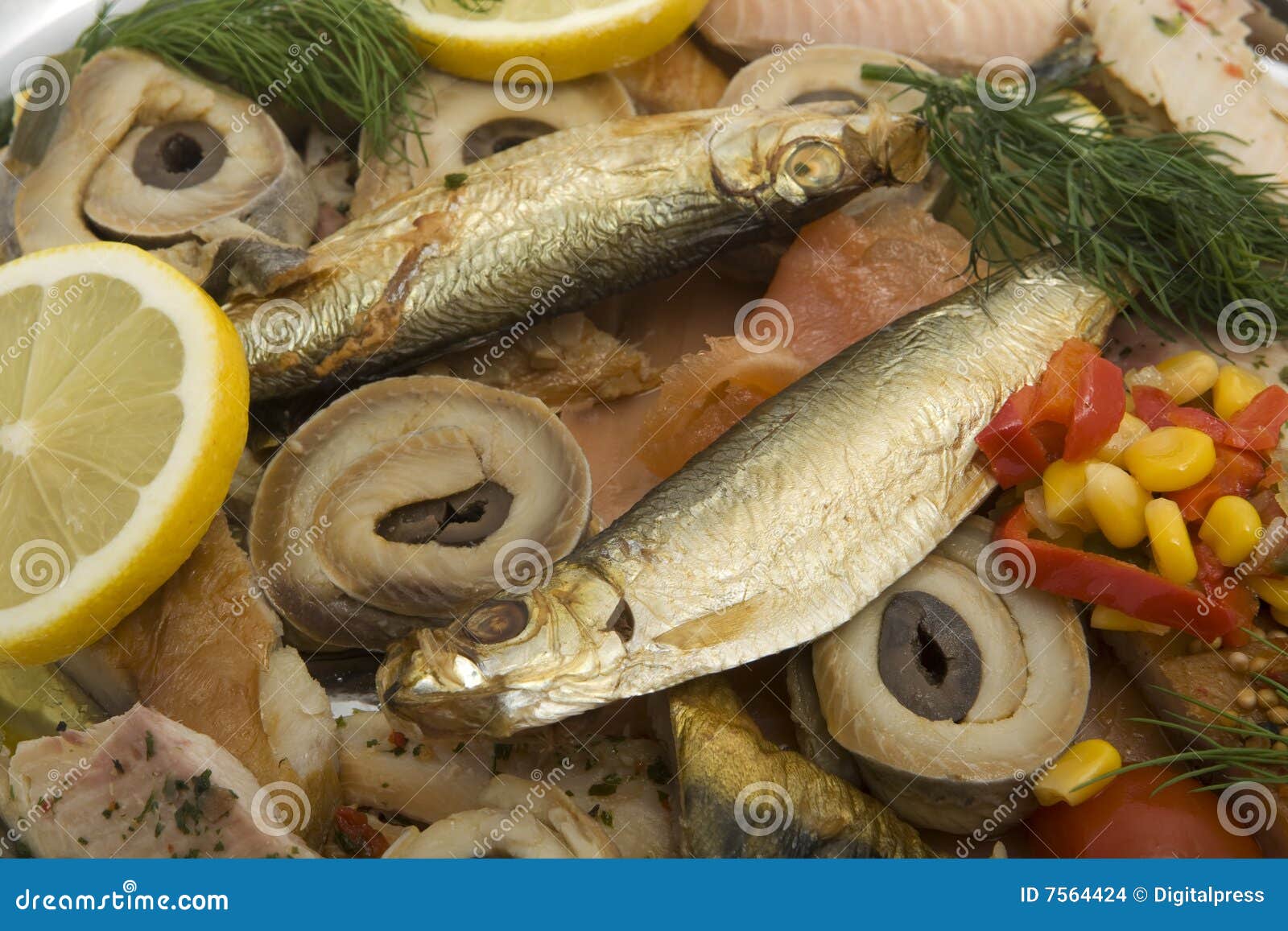 Fish Plate with Smoked Fish Stock Photo - Image of salmon, party: 7564424