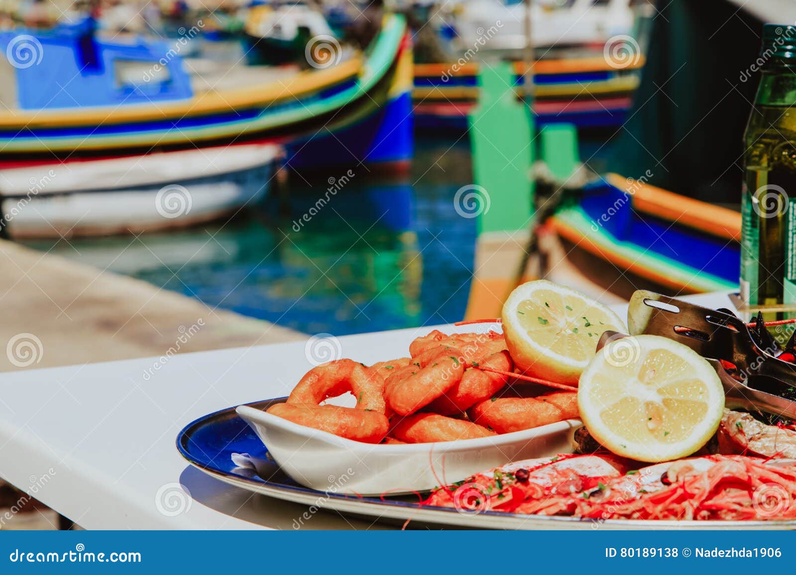 Fish Platter Served in Mediterranean Restaurant Stock Photo - Image of ...