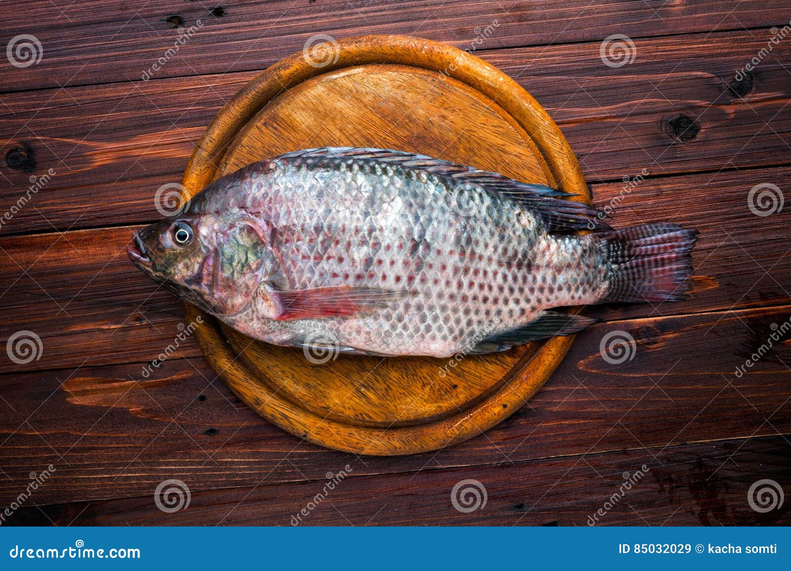 Fish Platters on Wooden Table Stock Image - Image of table, wooden ...