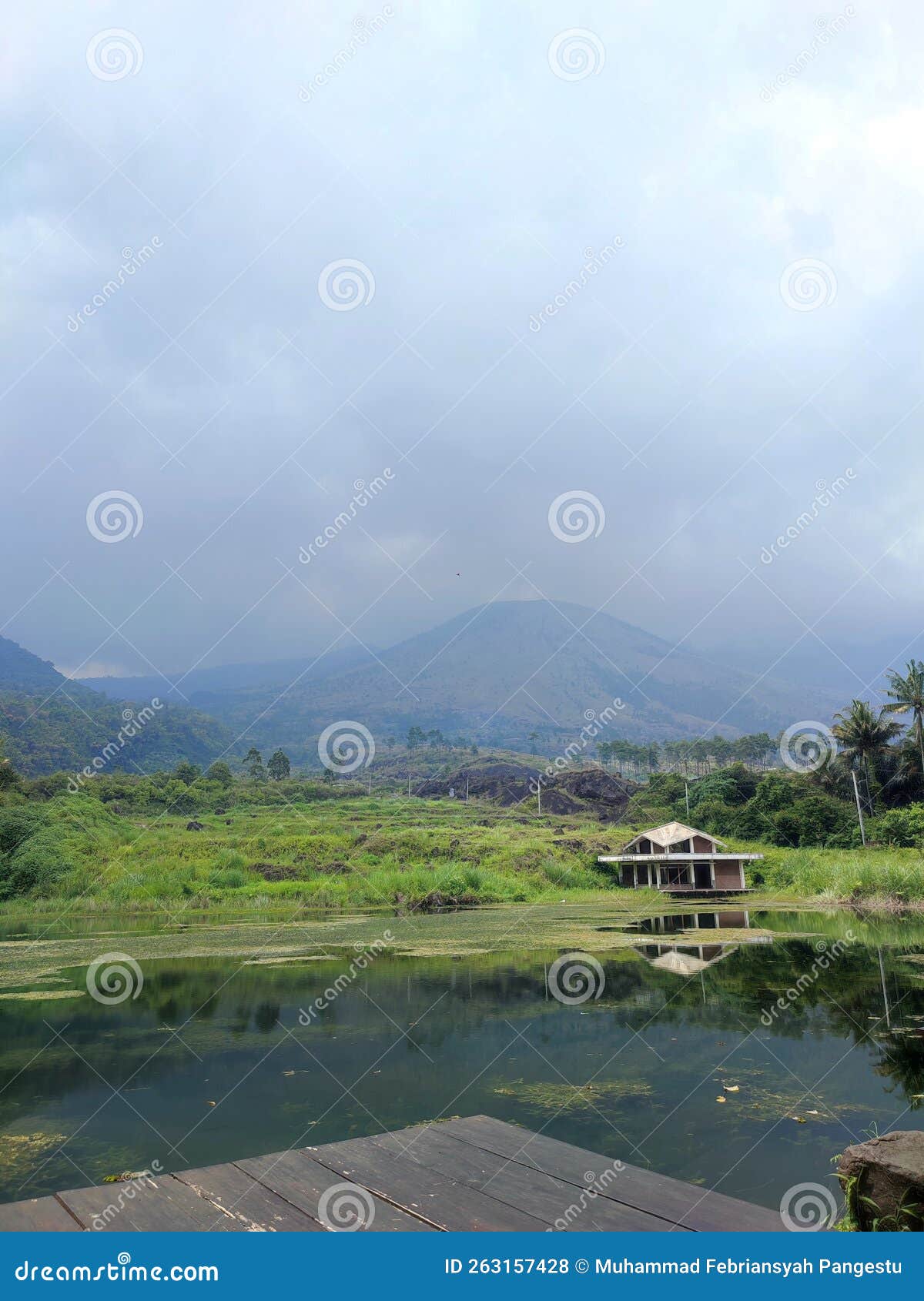 Fish Pond at the Shadow of the Mountain Stock Photo - Image of guntur ...