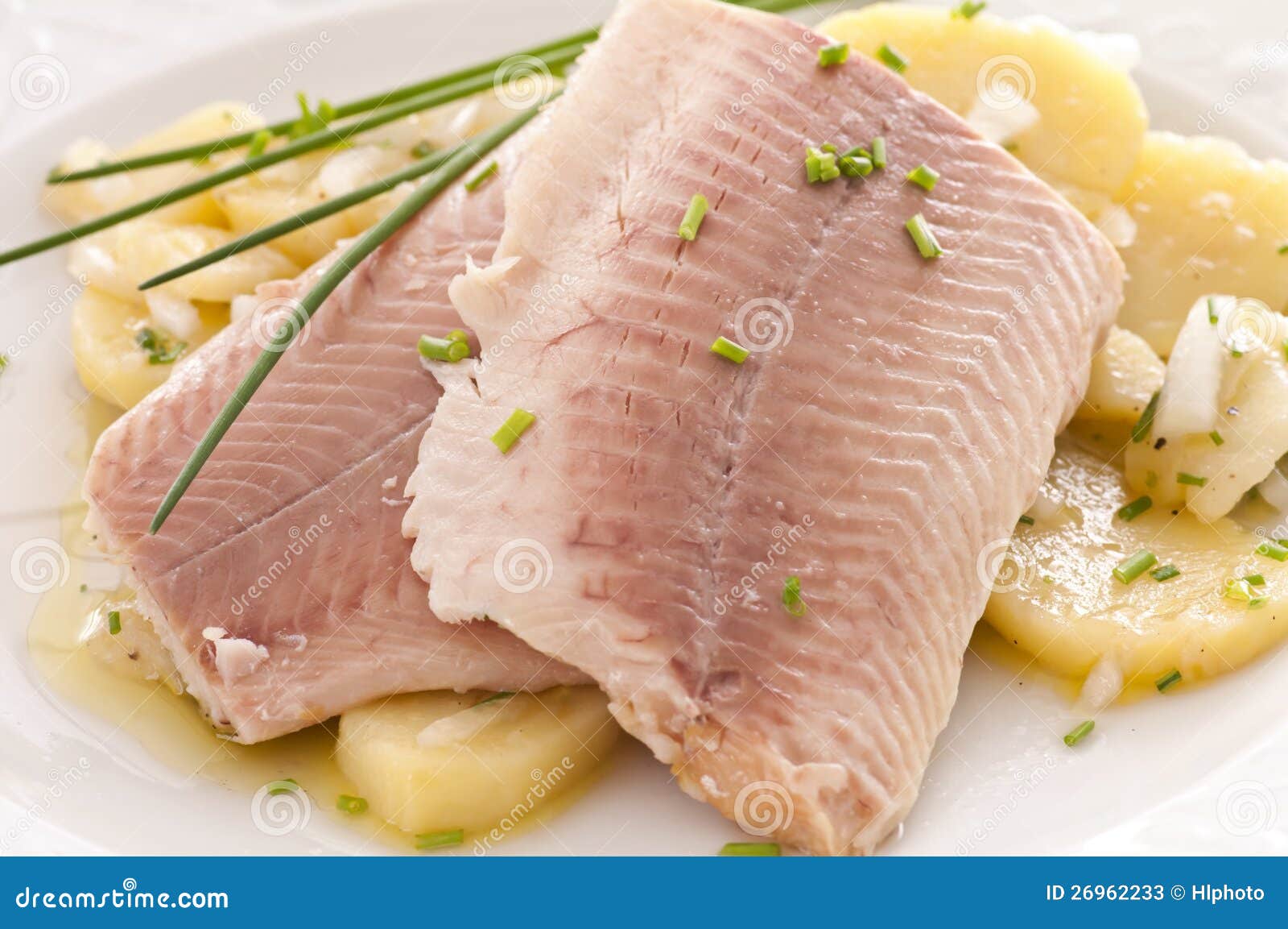 Fish with potato stock image. Image of fillet, salad - 26962233