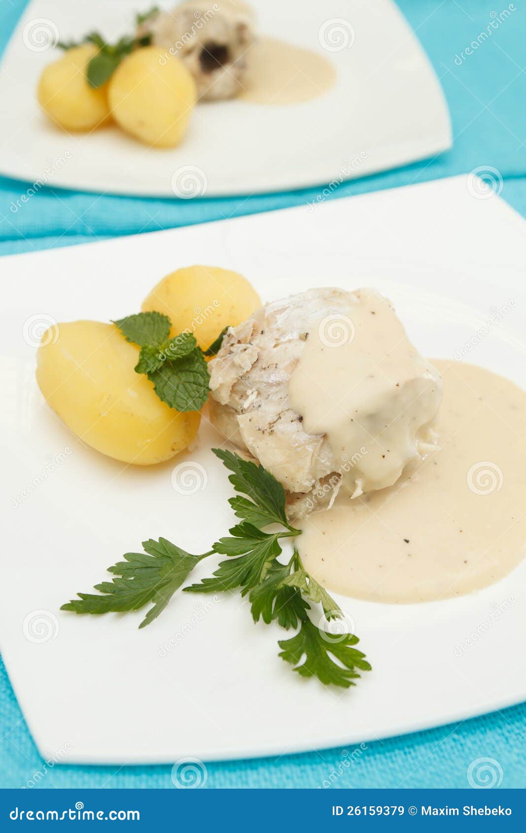 Fish with potatoes stock image. Image of lunch, healthy - 26159379