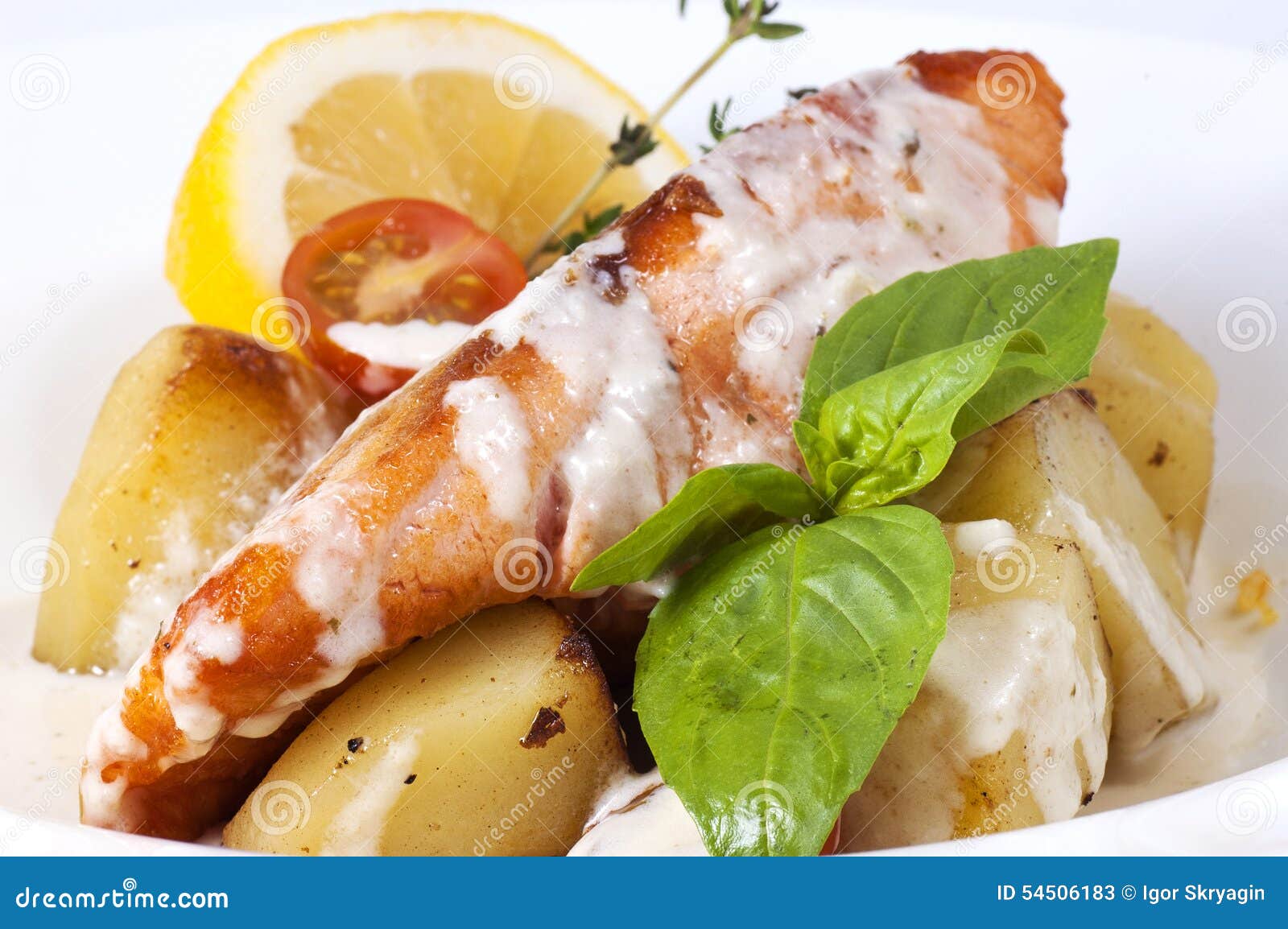 Fish with potatoes stock image. Image of delicious, fillet - 54506183