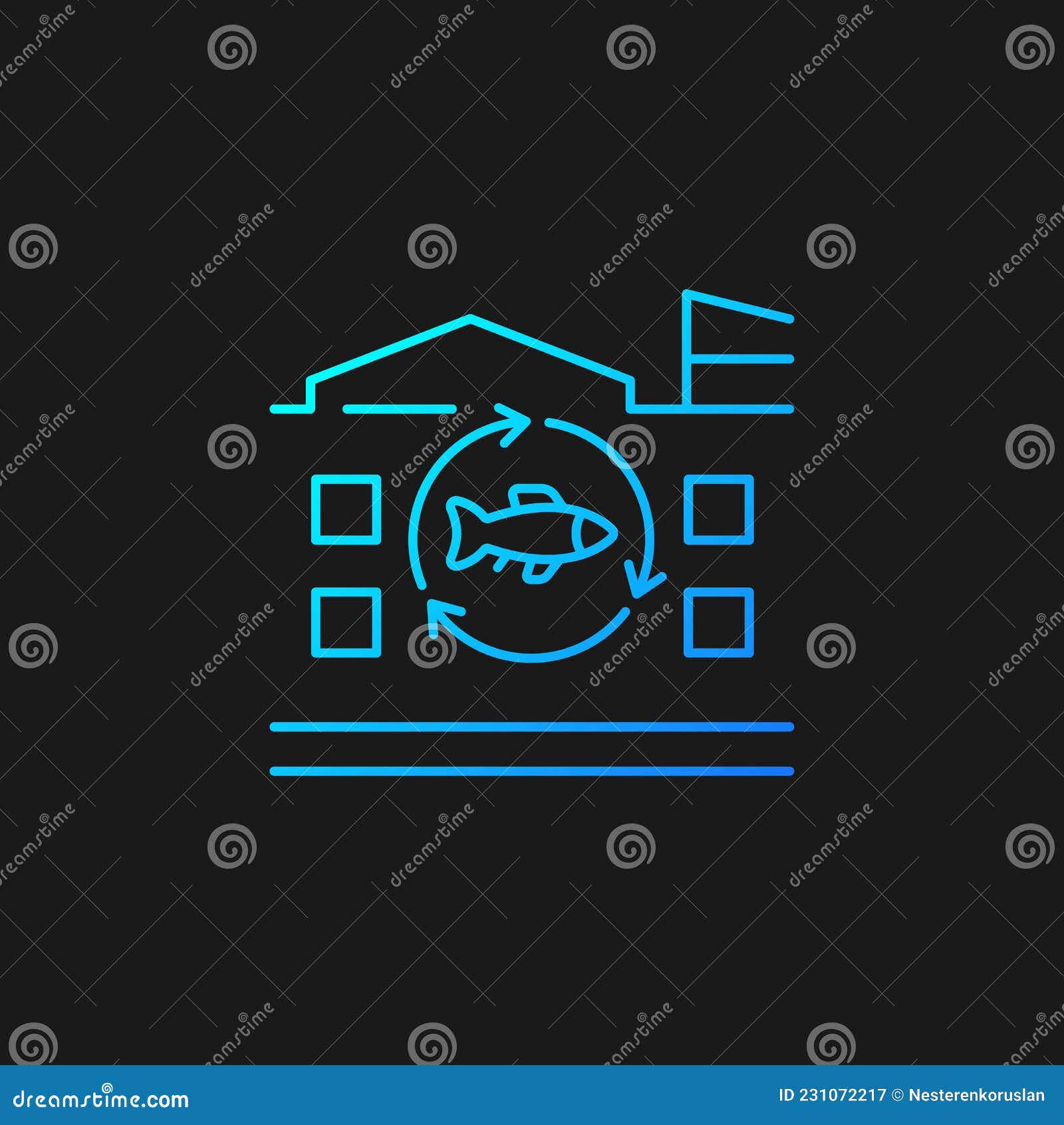 Fish Processing Plant Gradient Vector Icon for Dark Theme Stock Vector ...