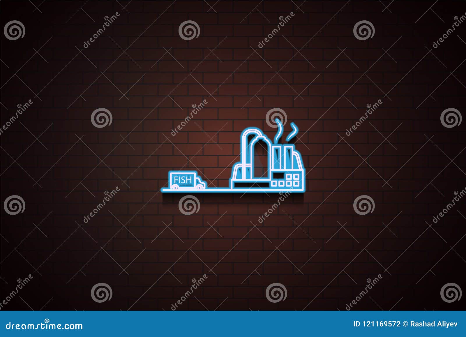 Fish Processing Plant Icon in Neon Stock Illustration - Illustration of ...