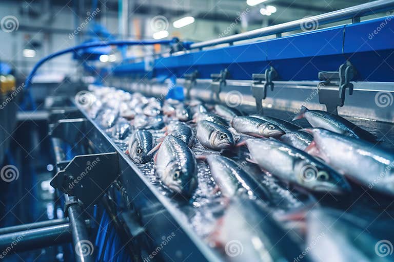 Fish Processing Plant, Production Line. Generative AI Stock ...