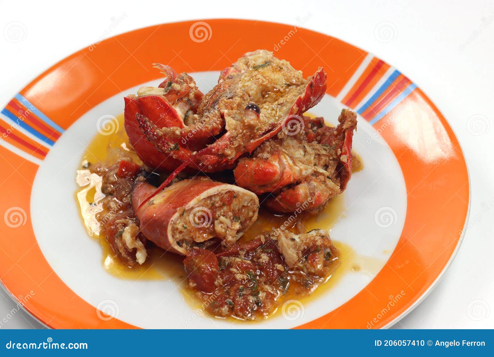 Fish ragout with lobster stock photo. Image of logo - 206057410