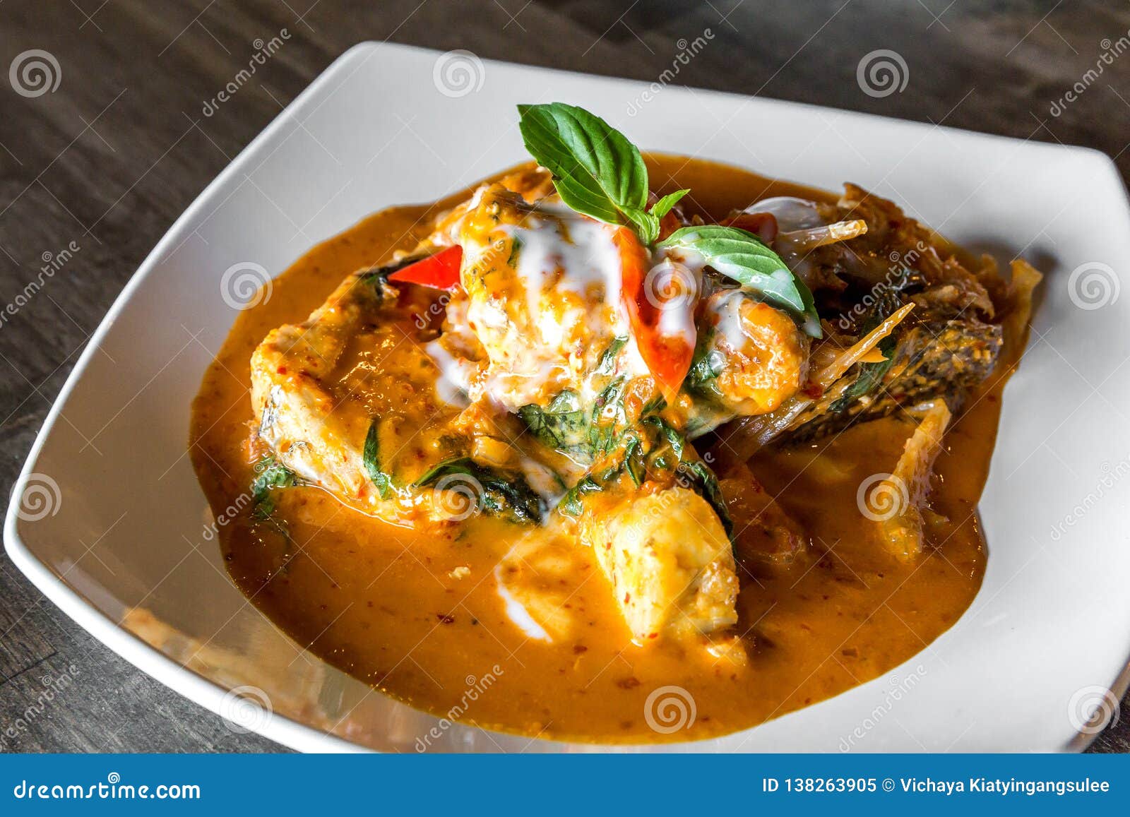 Fish with Red Curry Paste stock image. Image of chee - 138263905