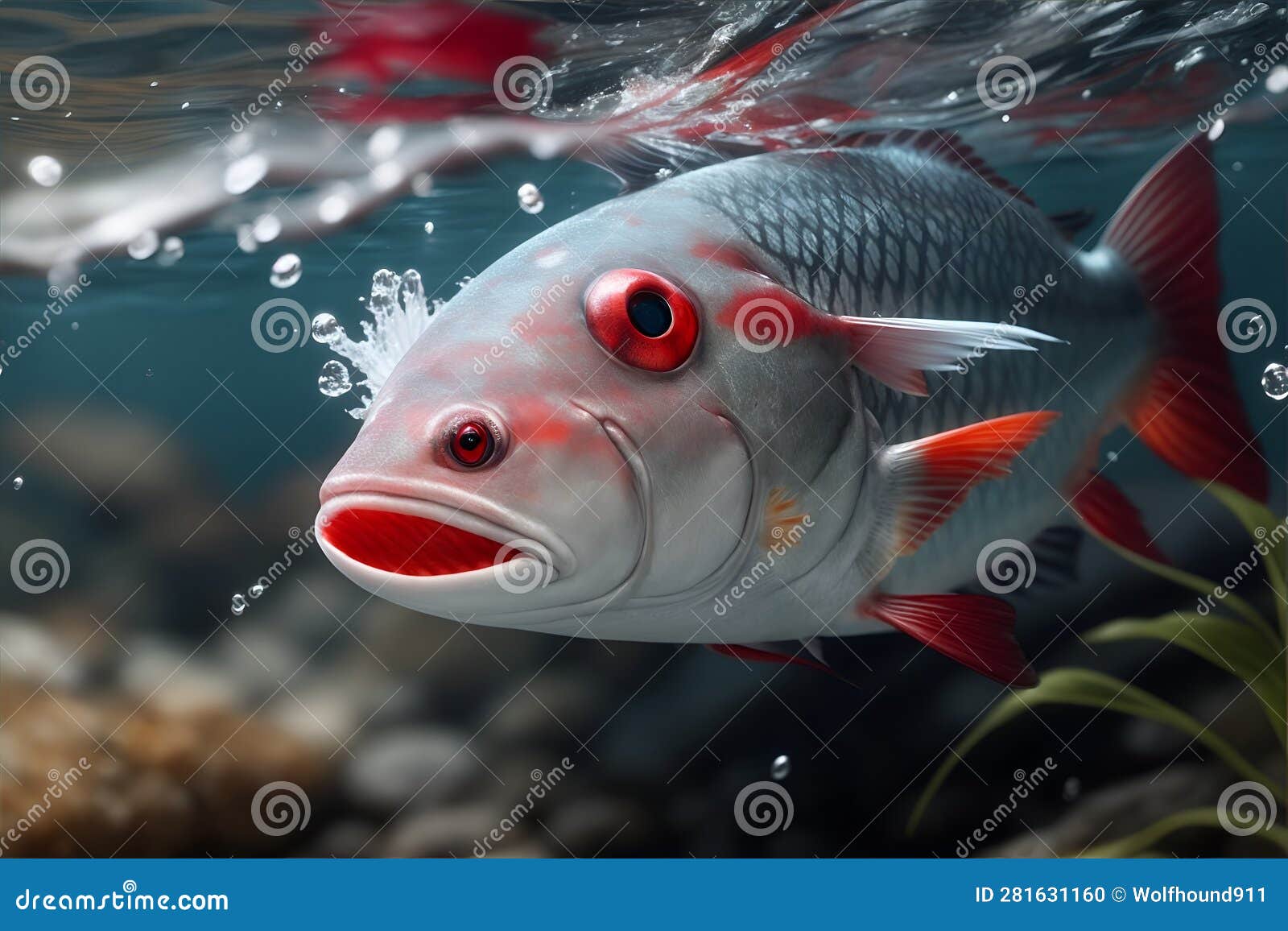 A Fish with a Red Eye and a Red Eye is in the Water. Generative AI ...