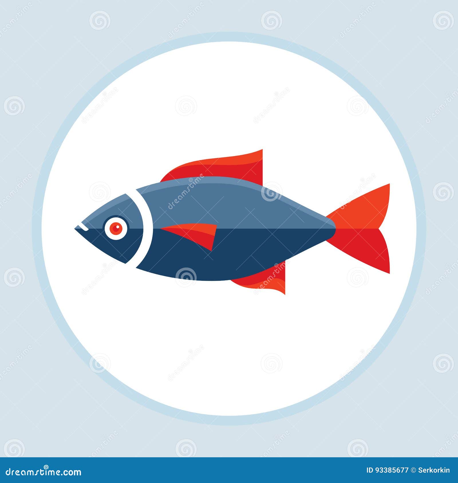 Fish with Red Fins - Vector Logo Template Concept Illustration in Flat ...