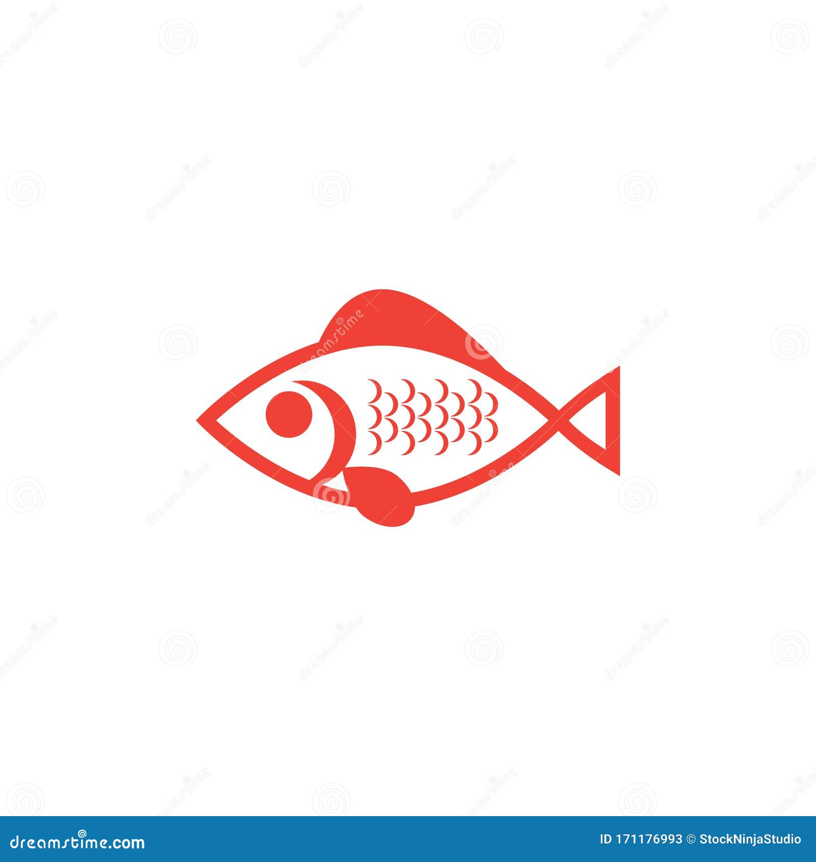 Fish Red Icon on White Background. Red Flat Style Vector Illustration ...