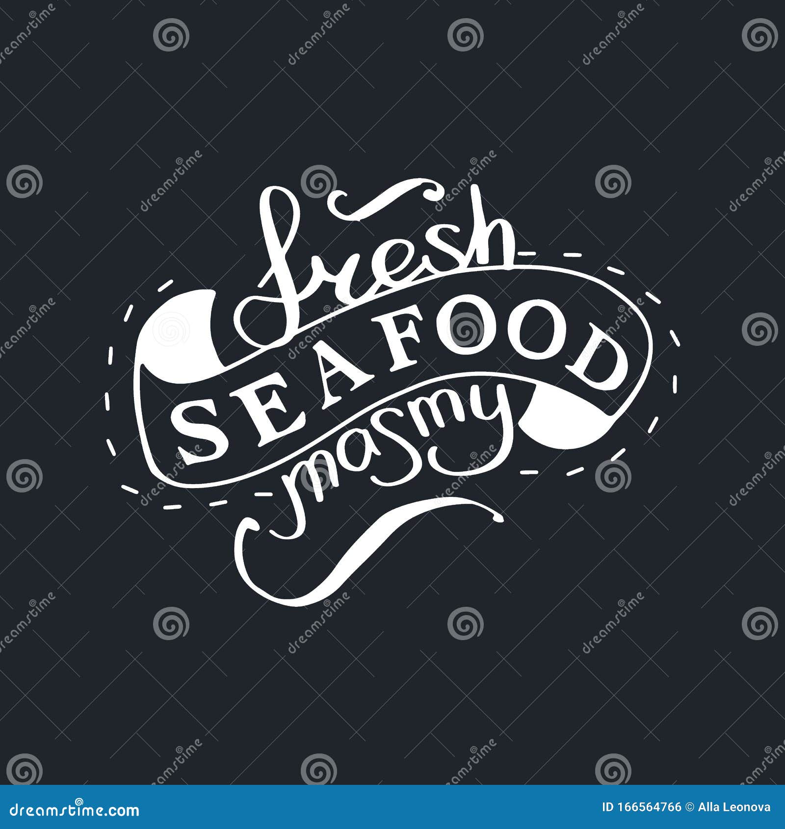 Fish Restaurant. Fresh Seafood Hand Draw Lettering. Stock Vector ...