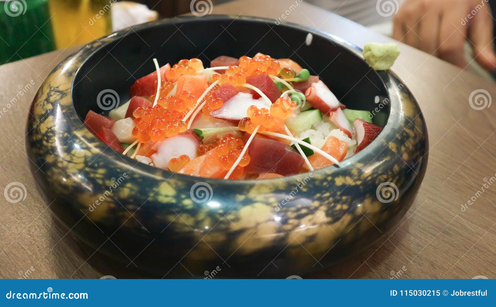 Fish Rice Bowl or Rice with Raw Fish Stock Image - Image of sour, salad ...