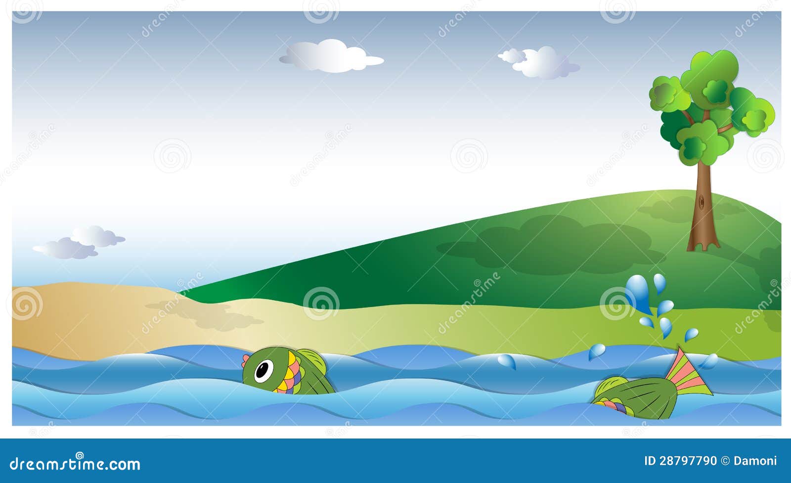 Fish in the river stock illustration. Illustration of green - 28797790