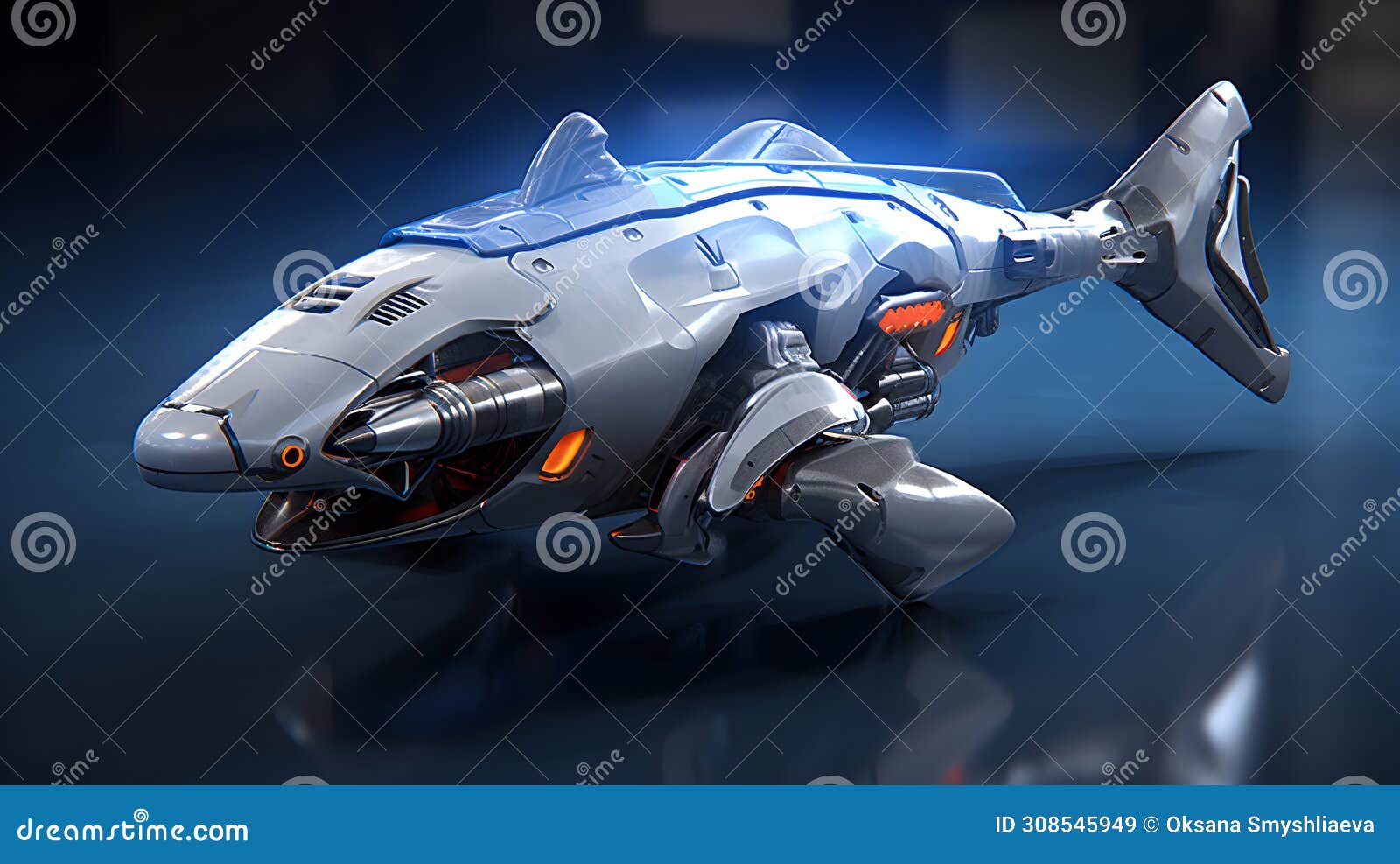 Fish Robot Technology. AI Illustration. Stock Image - Image of gear ...