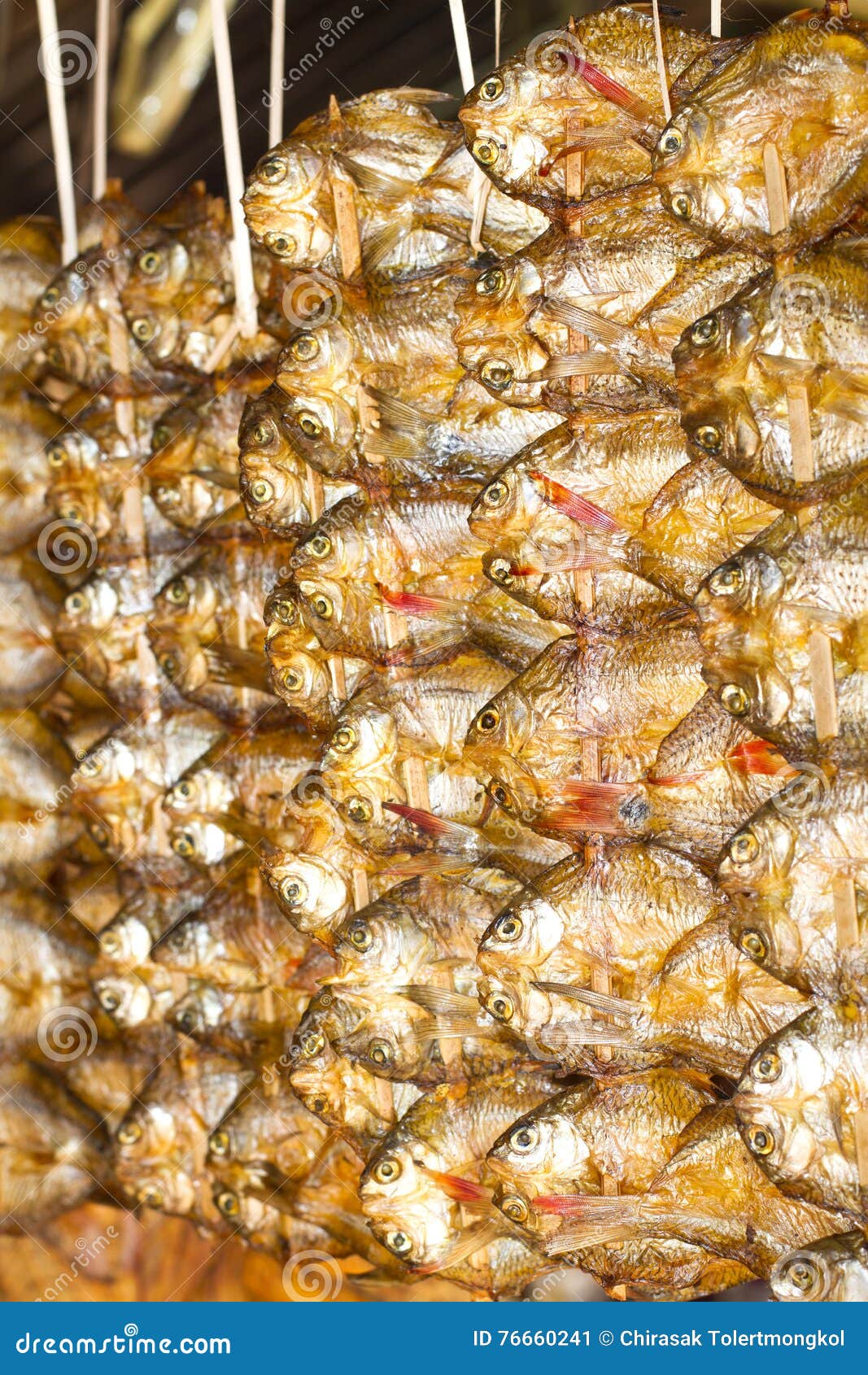 Fish on a Rope Dries on the Sun, Close-up Stock Image - Image of meat ...