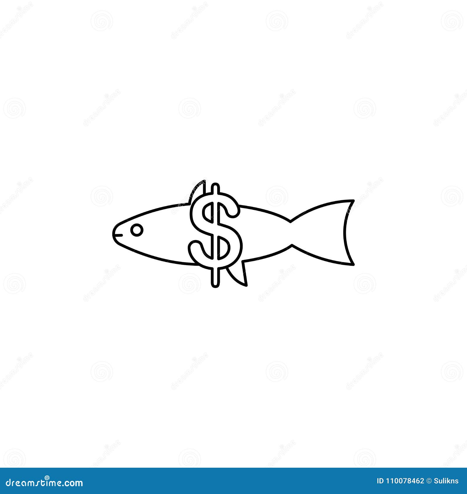 Fish sale line vector icon stock vector. Illustration of goods - 110078462