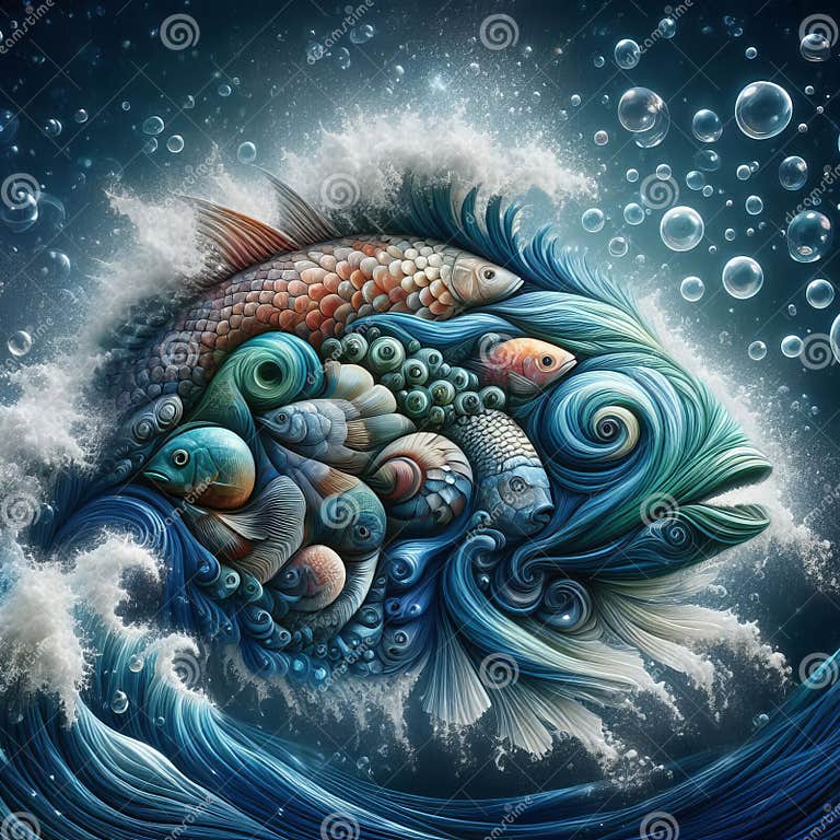 Fish Scales Composed of Multiple Images Digital Collage Stock ...