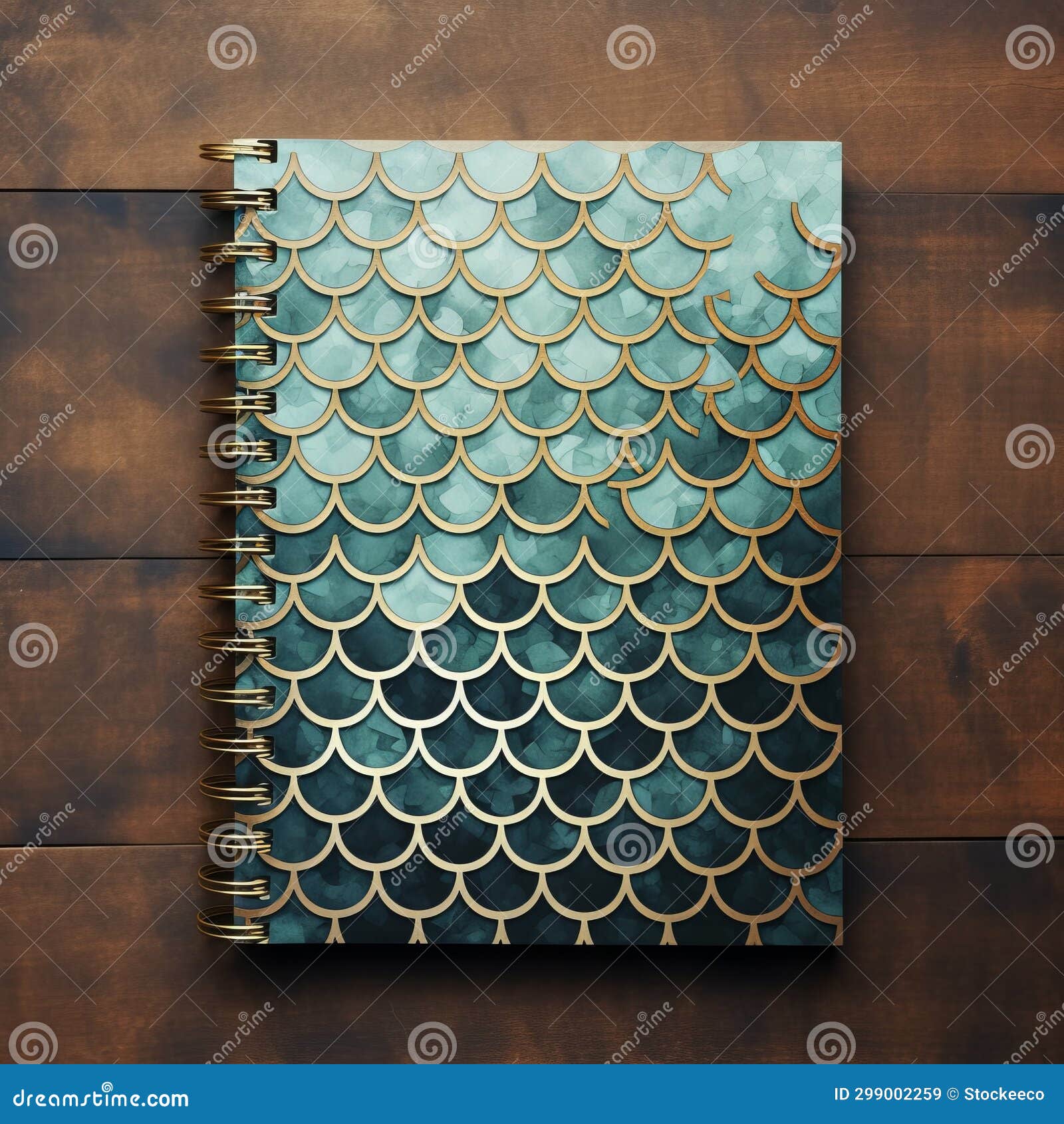 Fish Scales Notebook with Gold Pattern - Detailed Background Elements ...