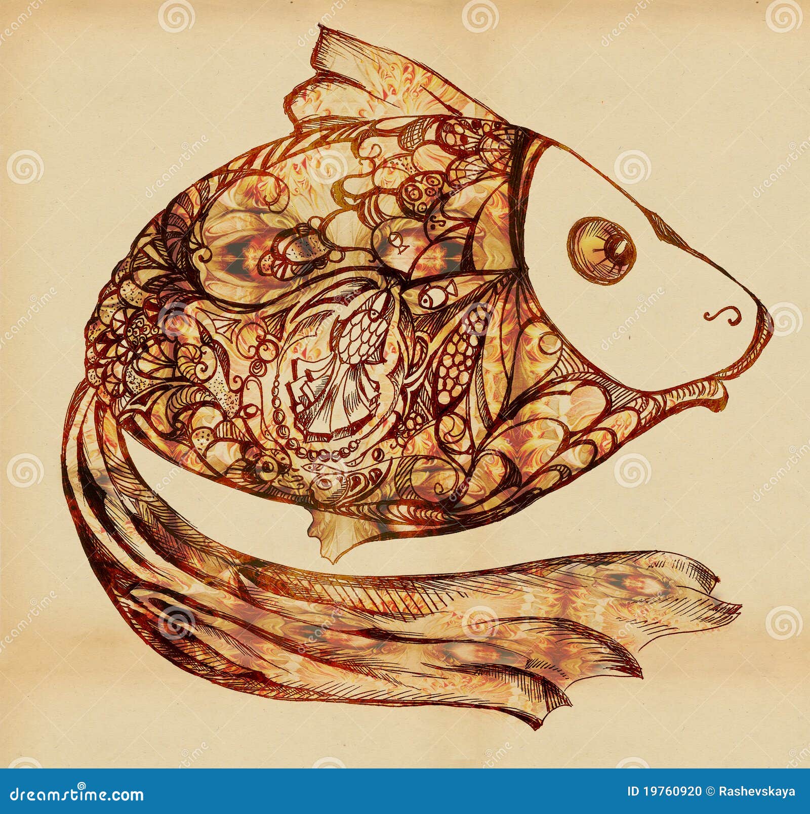Fish - among the Scales Small Fish Stock Illustration - Illustration of ...