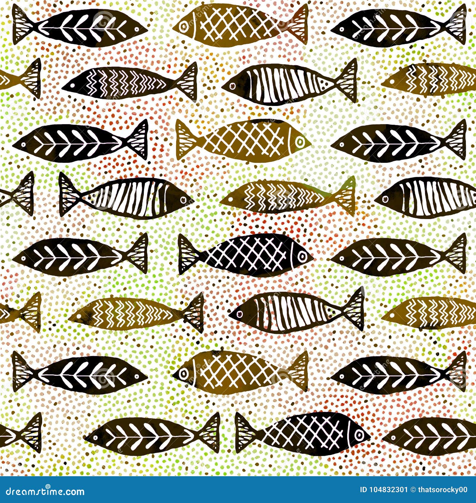 Fish Scandinavian Texture Modern Pattern Classic Stock Illustration ...