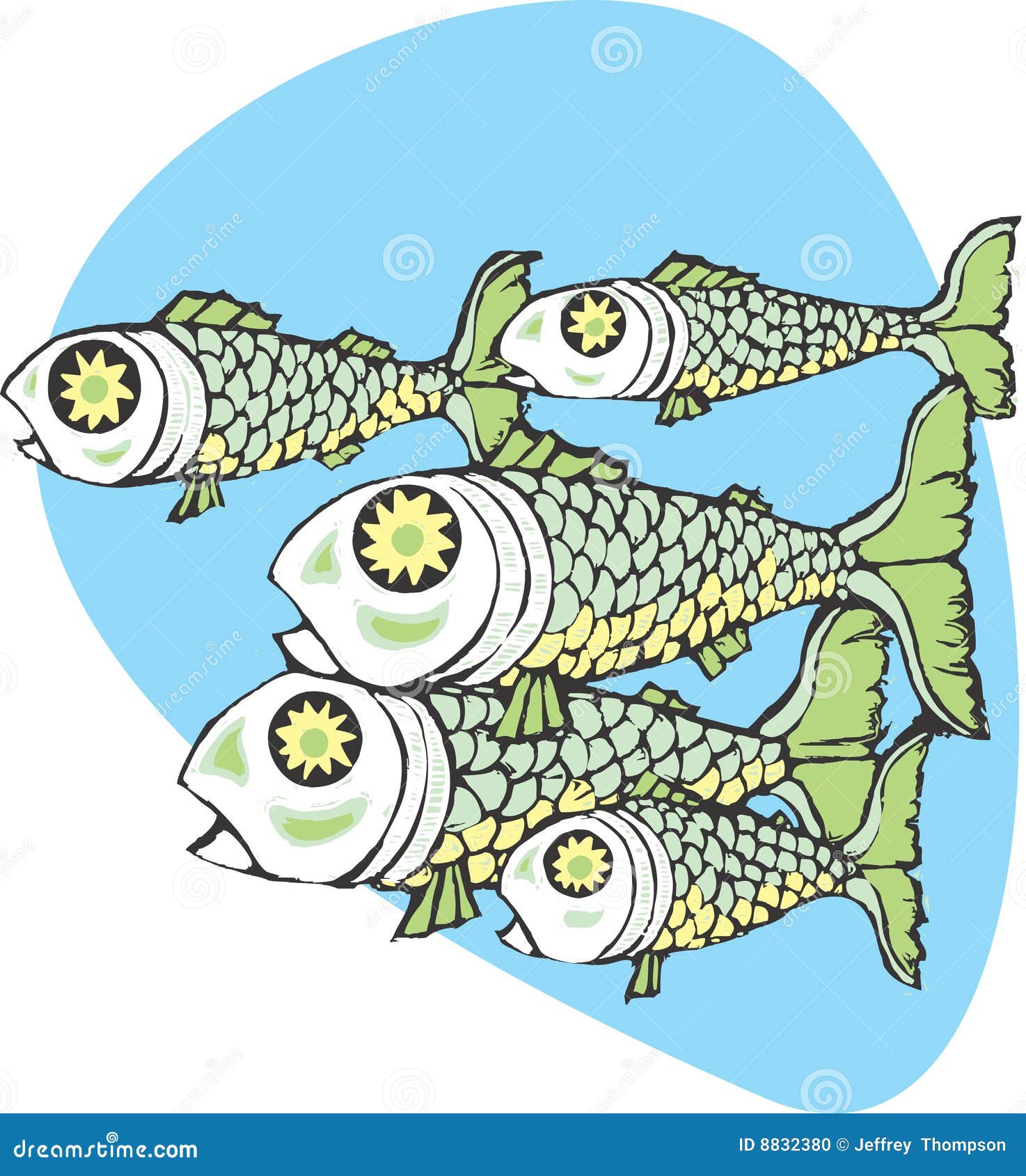 Five Fish Underwater Cartoon Vector | CartoonDealer.com #108238177